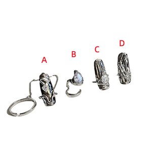 4pcs Silver Nail Ring Set, Fingertip Ring, Nail Art, Open Adjustable ...