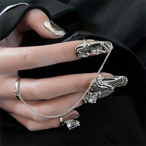 4pcs Silver Nail Ring Set, Fingertip Ring, Nail Art, Open Adjustable ...