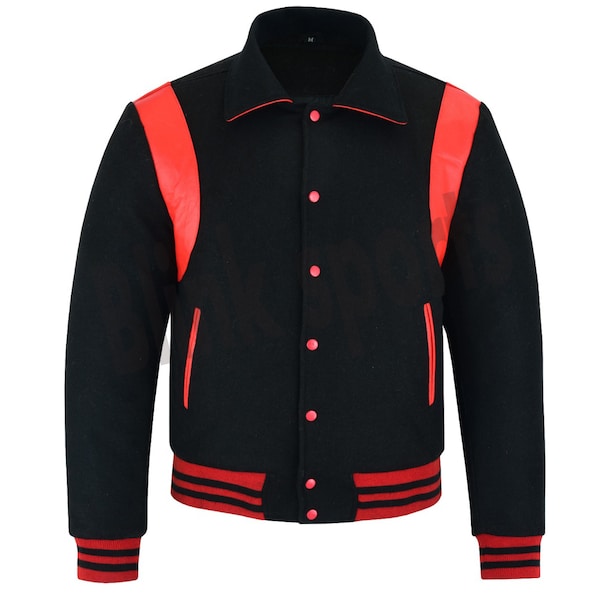 Black and Red Baseball Jacket - Etsy