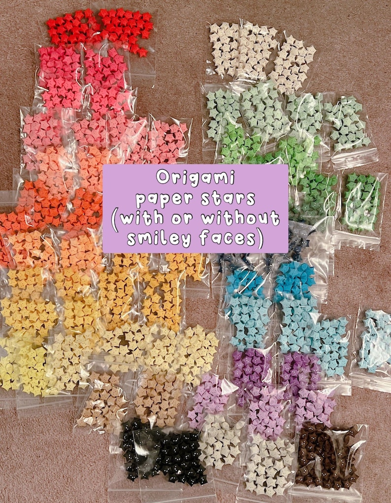 Origami Paper Stars With Or Without Smiley Etsy