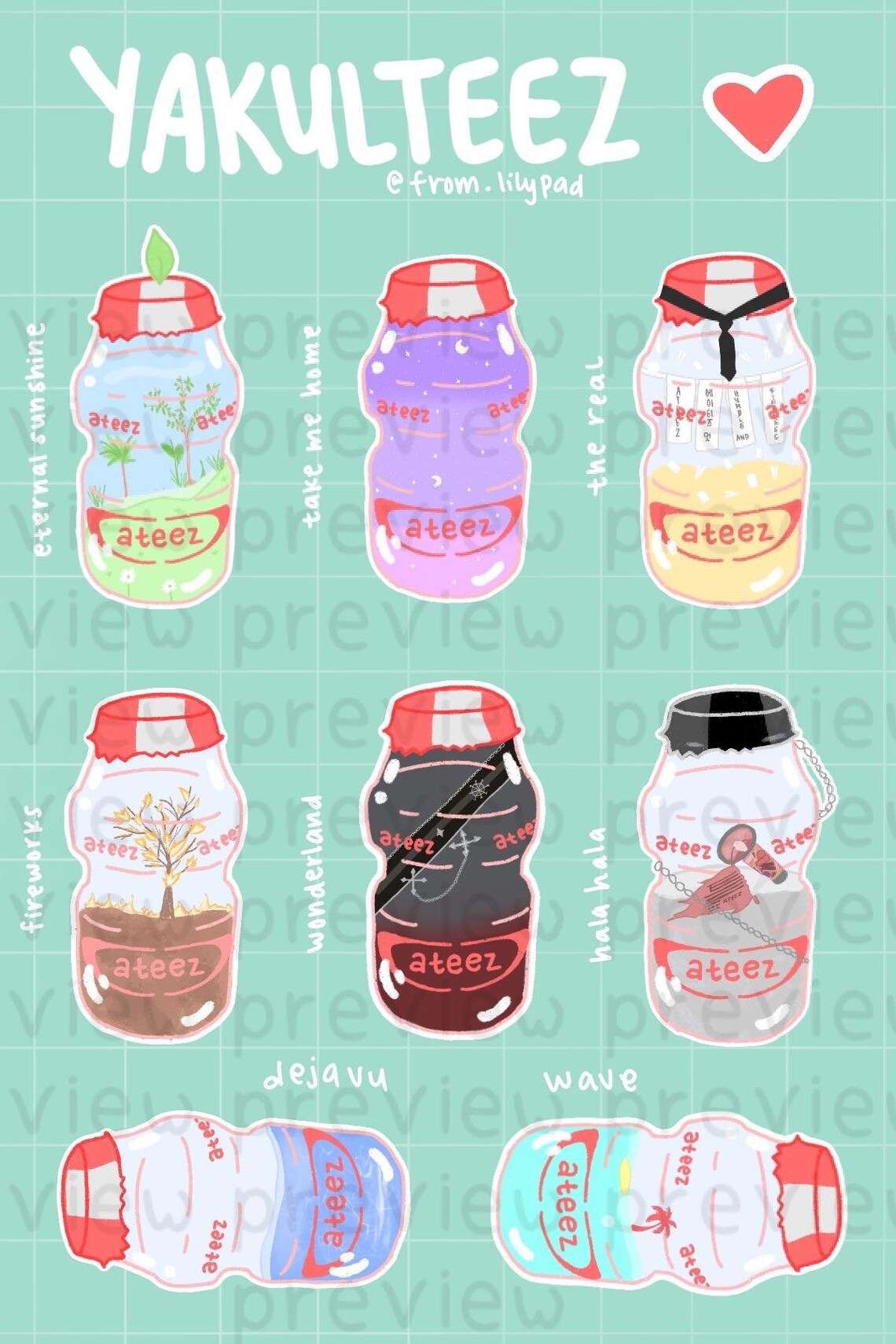 Ateez Yakult Yakulteez Sticker Sheet - Etsy