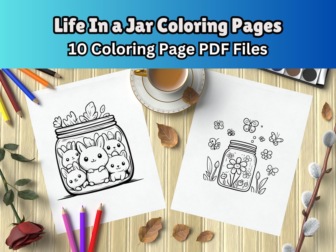 Life in a Jar Coloring Page | Jar Kawaii Coloring Page, Printable Life ...