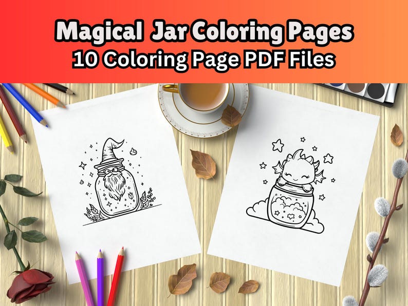 Blod and Easy Magic Jar Coloring Page | Kawaii Magic Jar Coloring Book ...