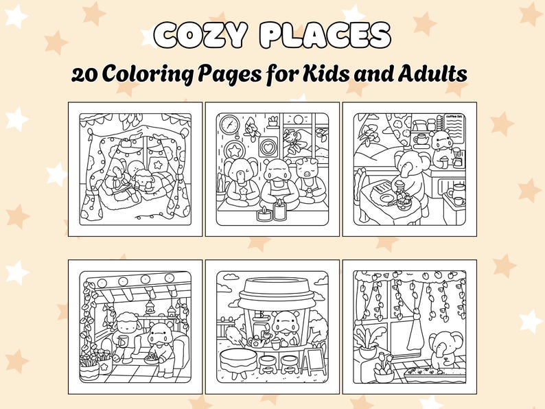 Cozy Place Coloring Pages for Kids and Adults | Hygge Corners With Cute ...
