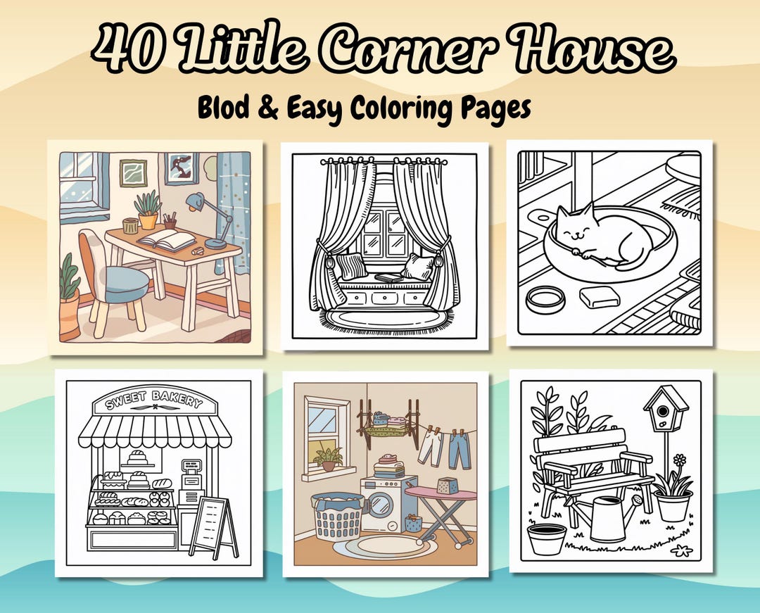 Little Corner House Coloring Pages: 40 Relaxing Home Scenes (digital ...