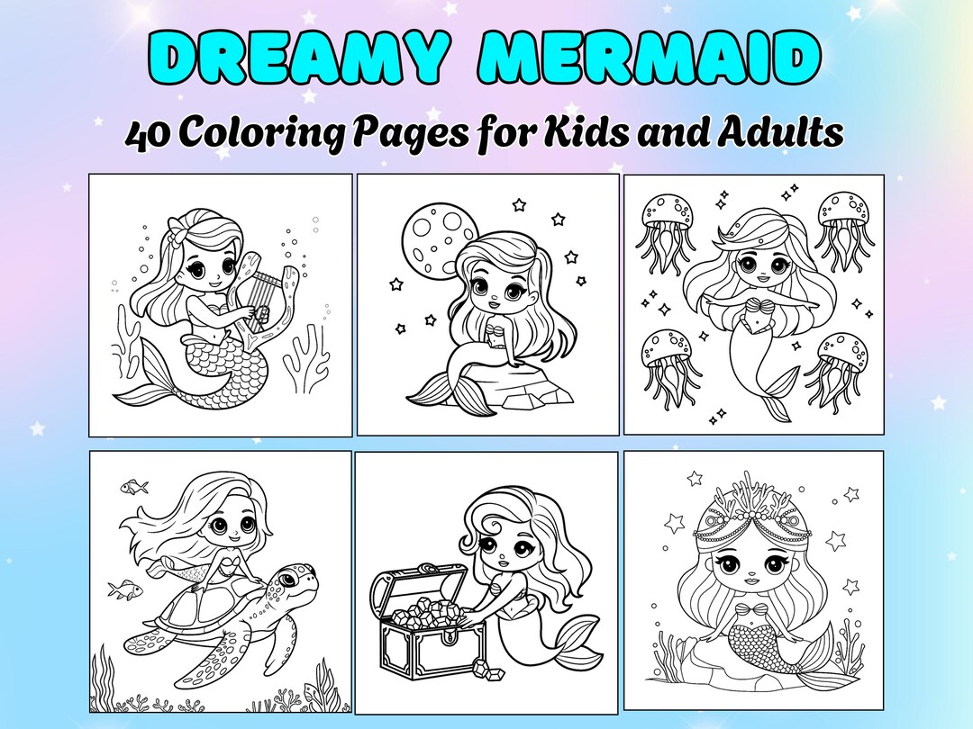 Dreamy Mermaid Coloring Pages for Kids & Adults| Unique Sea-inspired ...