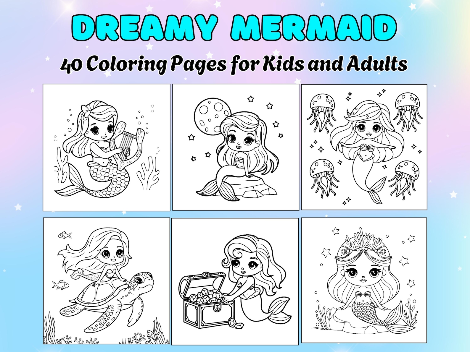 Dreamy Mermaid Coloring Pages for Kids & Adults| Unique Sea-inspired ...