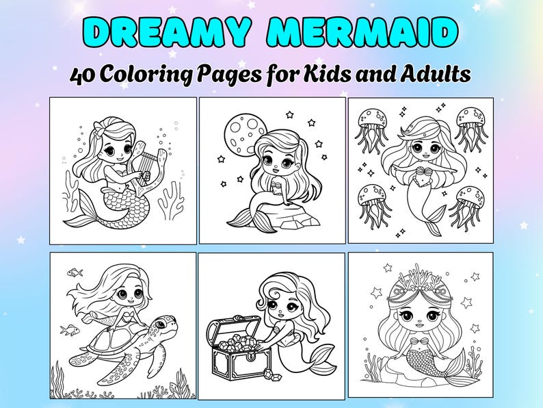 Dreamy Mermaid Coloring Pages for Kids & Adults| Unique Sea-inspired ...
