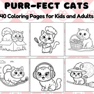 Purr-fect Cats Coloring Pages Bold and Easy Designs for Creative ...