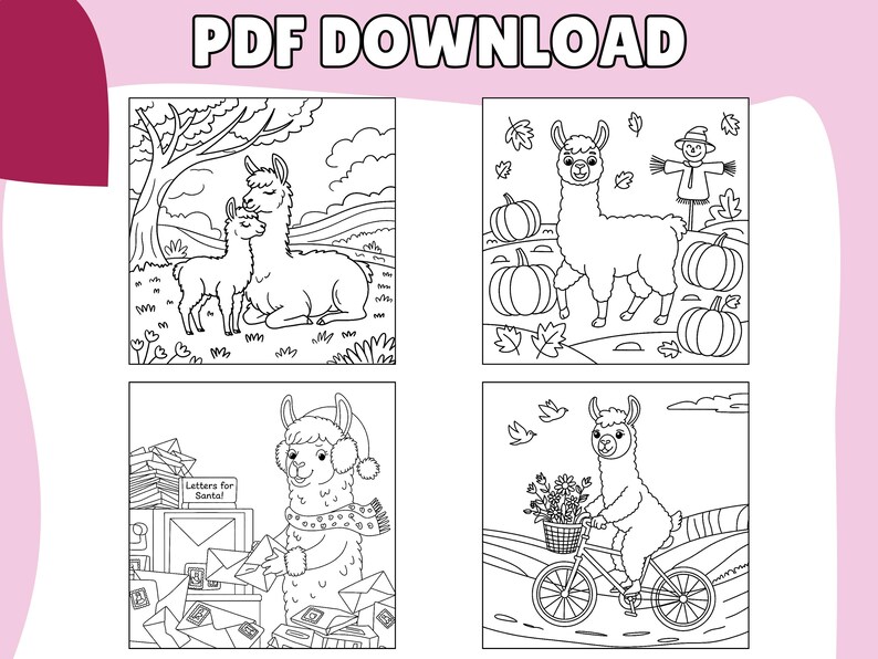40 Cute Llama Coloring Pages for Kids and Adults| Bold and Simple ...