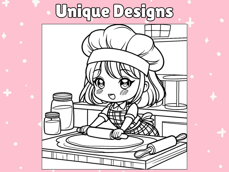 Chibi Bakery Girl Coloring Pages | for Teens and Adults Featuring Cute ...
