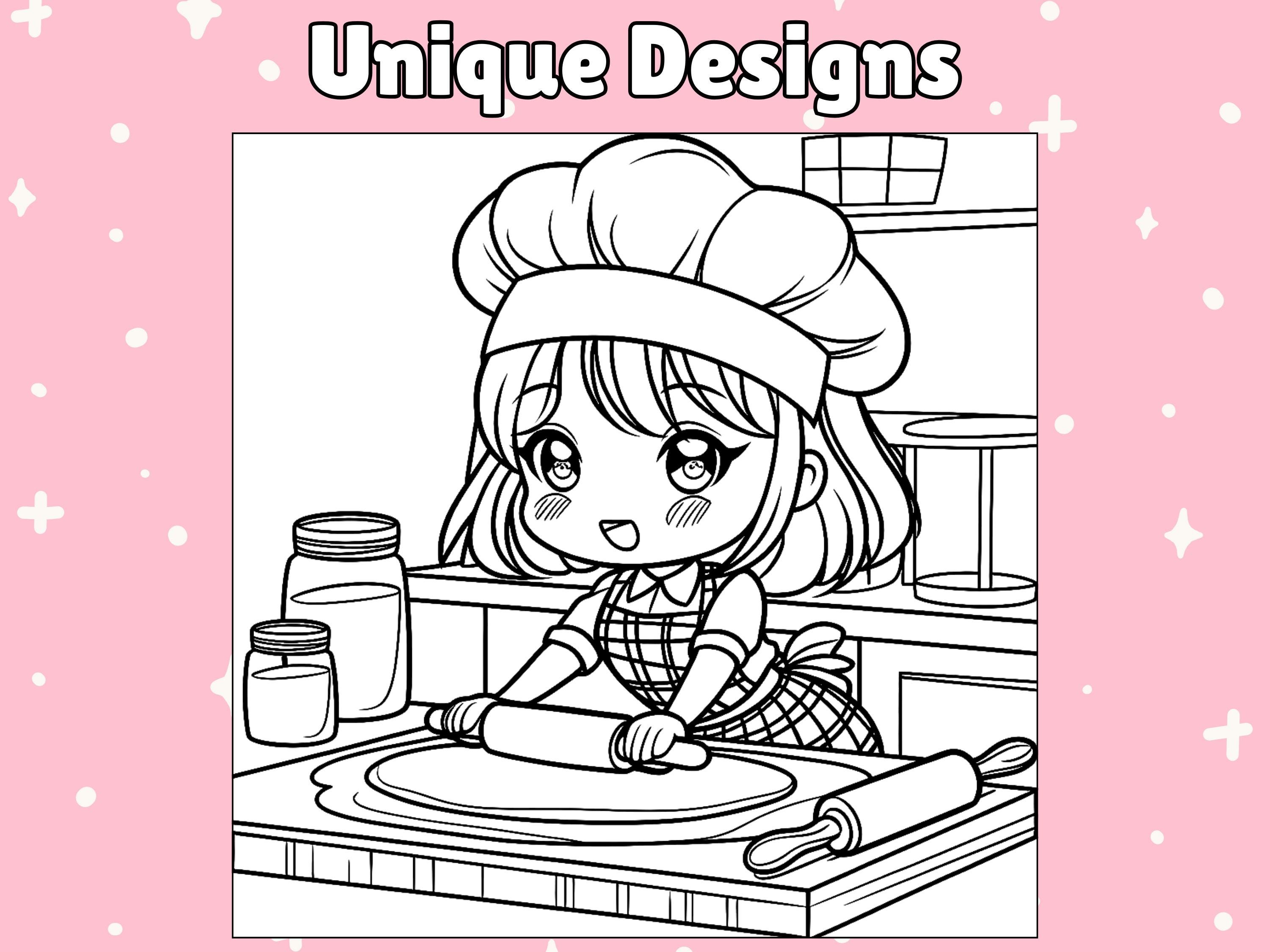 Chibi Bakery Girl Coloring Pages | for Teens and Adults Featuring Cute ...