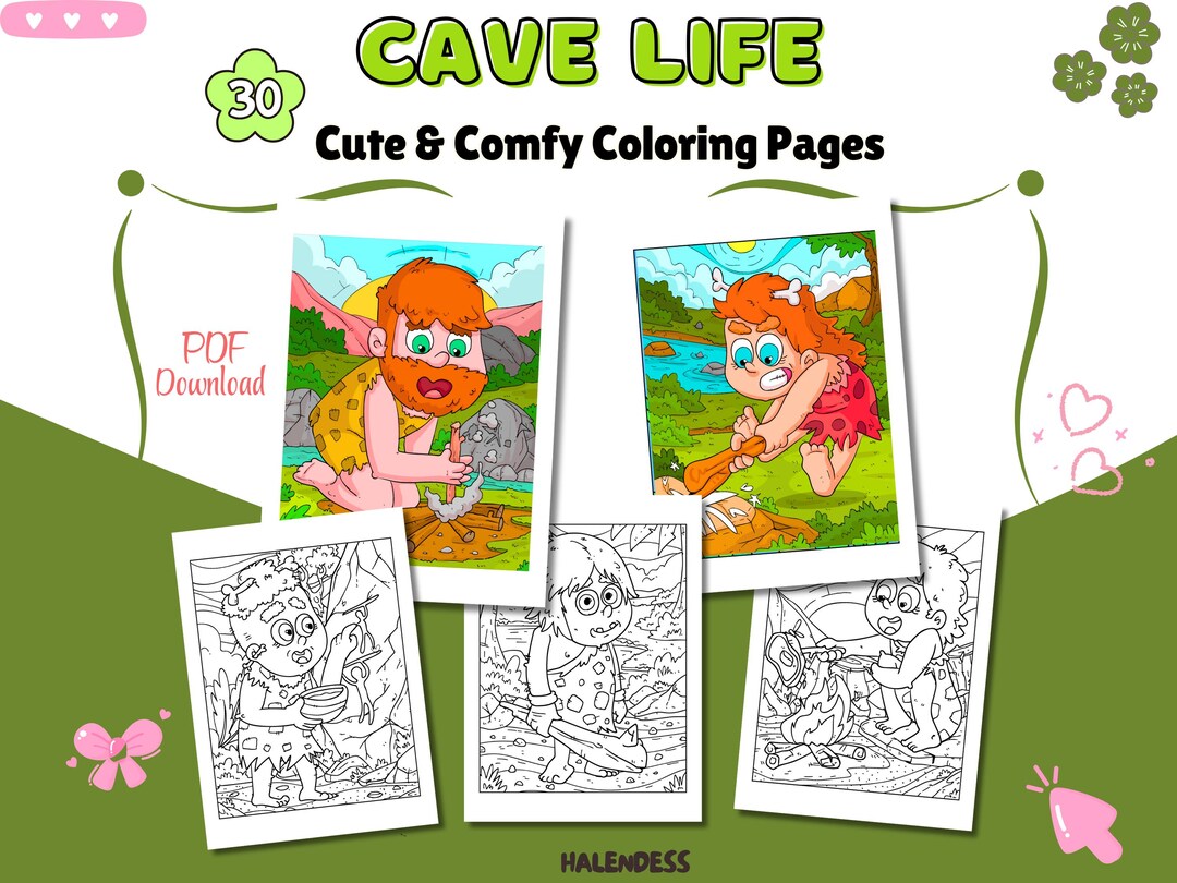 Cute Cave Life Coloring Pages for Kids, Teens and Adults – Quirky ...