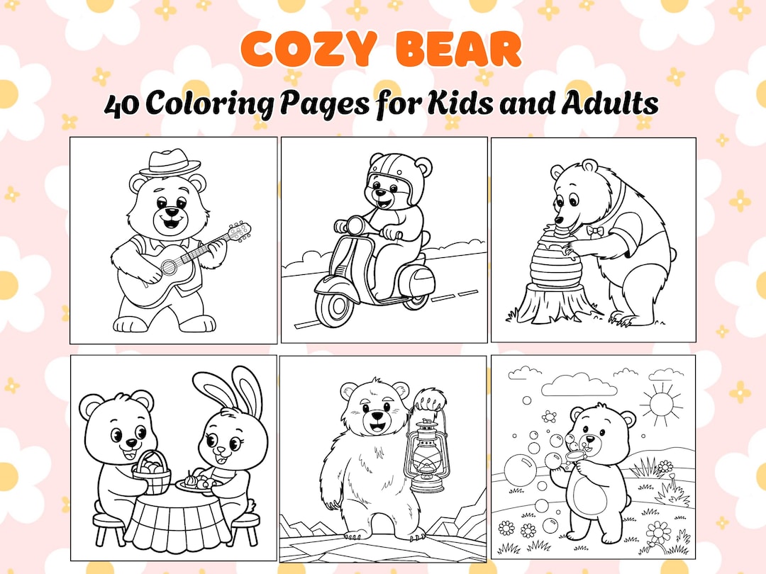 Cozy Bear Coloring Pages Fun and Bold Designs for Kids and Adults ...