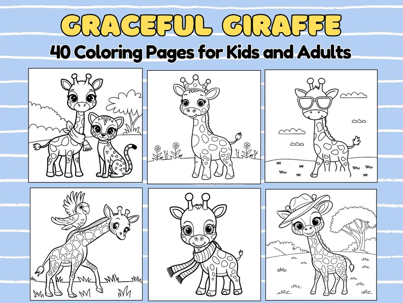 Graceful Giraffe Coloring Pages Unique Safari Fun for Kids and Adults ...