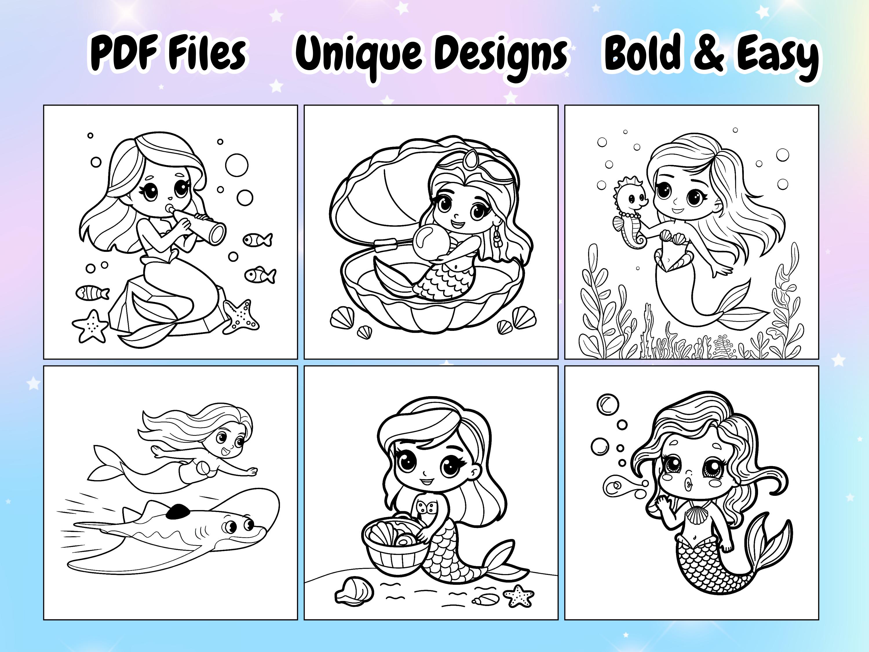 Dreamy Mermaid Coloring Pages for Kids & Adults Unique Sea-inspired ...