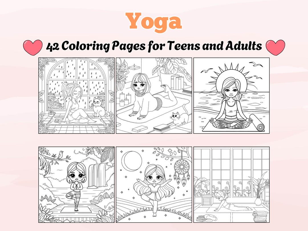 Yoga Ausmalbilder: Chibi Girl, Mandalas, Natur (Digitaler Download ...