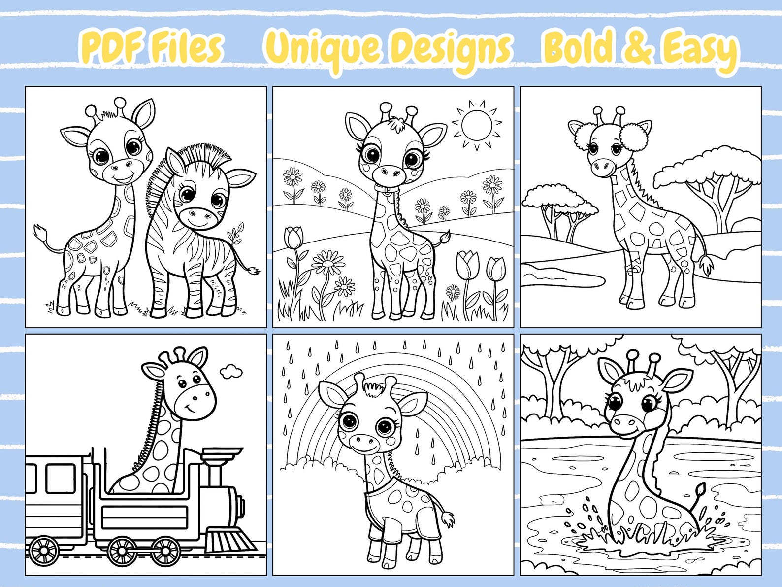 Graceful Giraffe Coloring Pages Unique Safari Fun for Kids and Adults ...