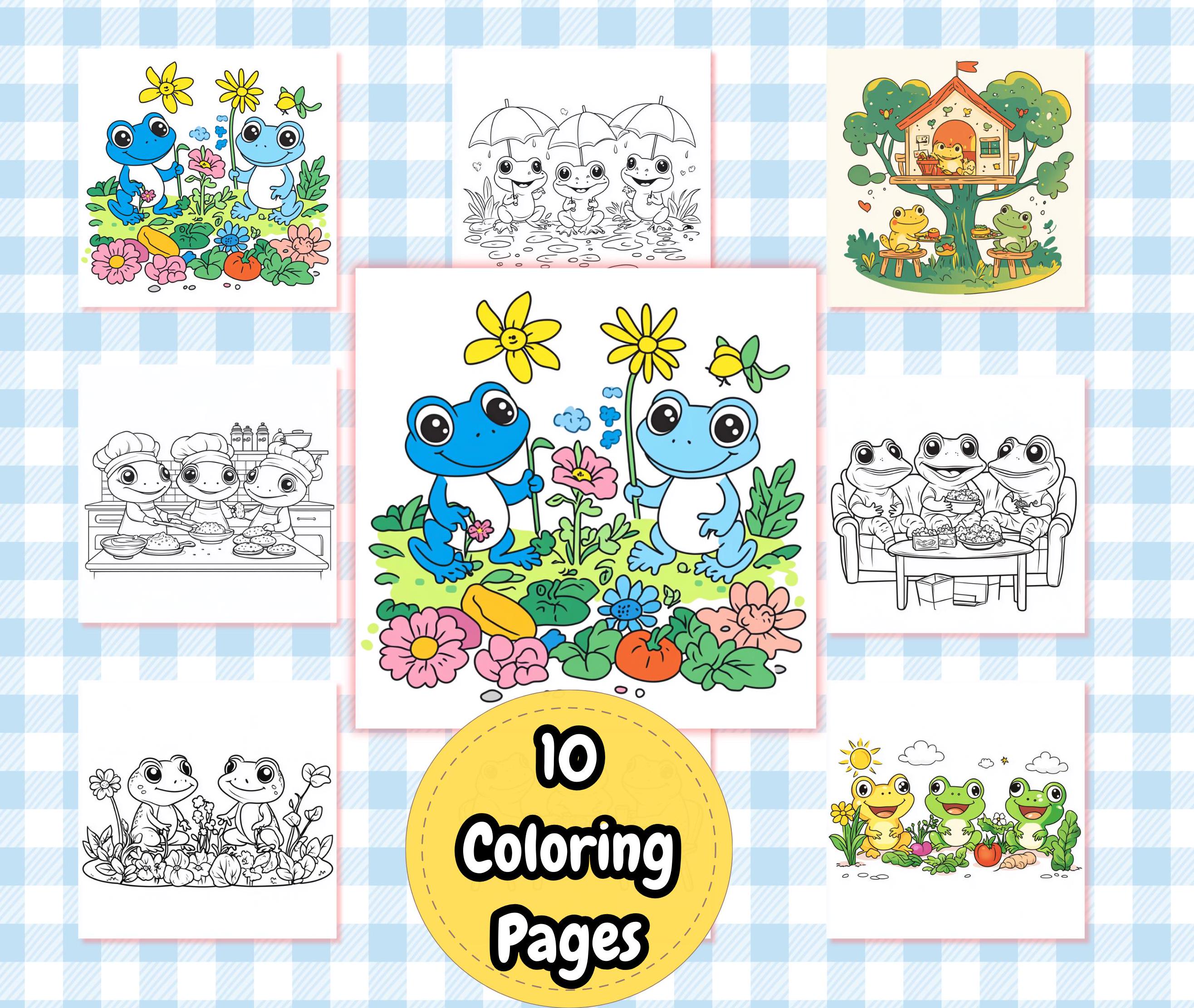 Cozy Home Frogs Coloring Pages, Cute Frog Activity Pages, Printable ...