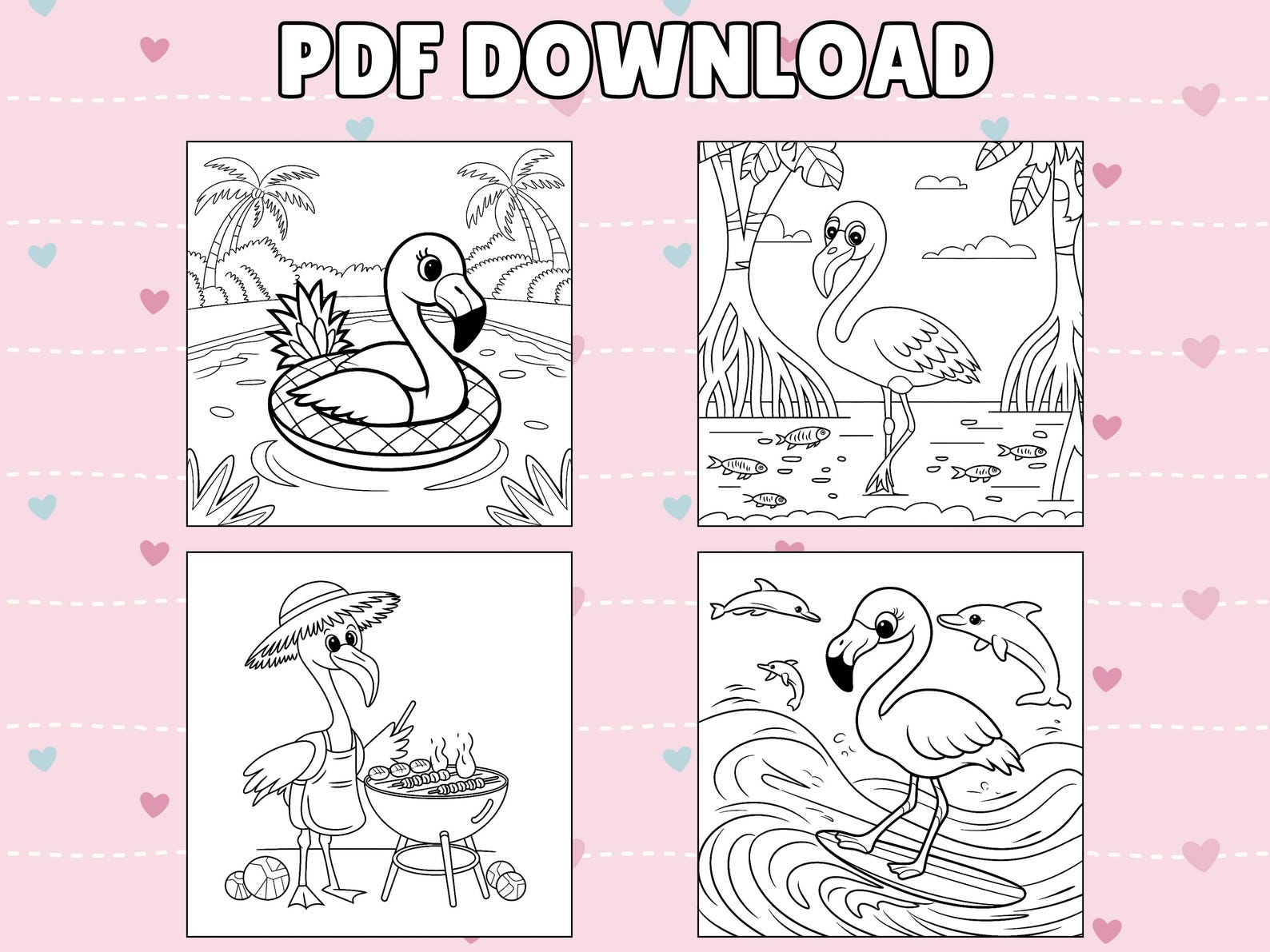 Flamingo Coloring Pages for Adults and Kids | Beautiful Flamingo and ...