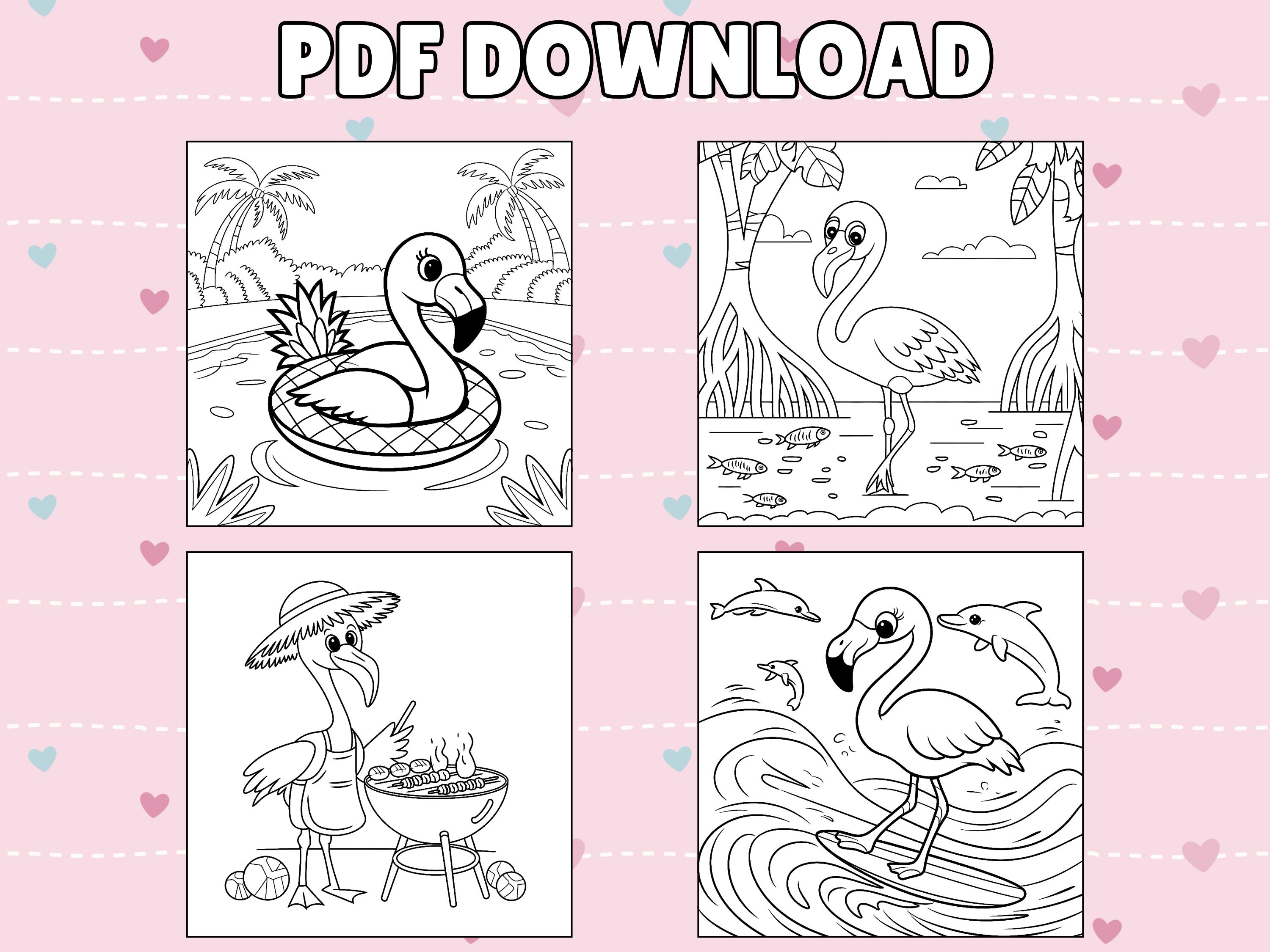 Flamingo Coloring Pages for Adults and Kids | Beautiful Flamingo and ...