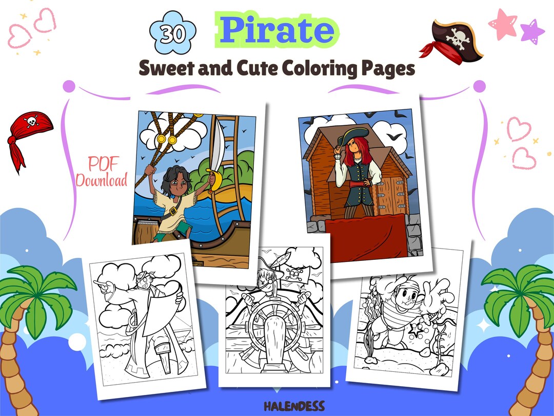 Pirate Coloring Pages for Adults and Teens – Featuring Cute Pirates ...