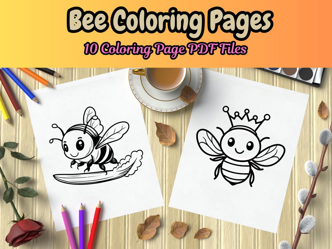 Bee Activity Coloring Pages for Kids, 10 Bold and Easy Bee Birthday ...
