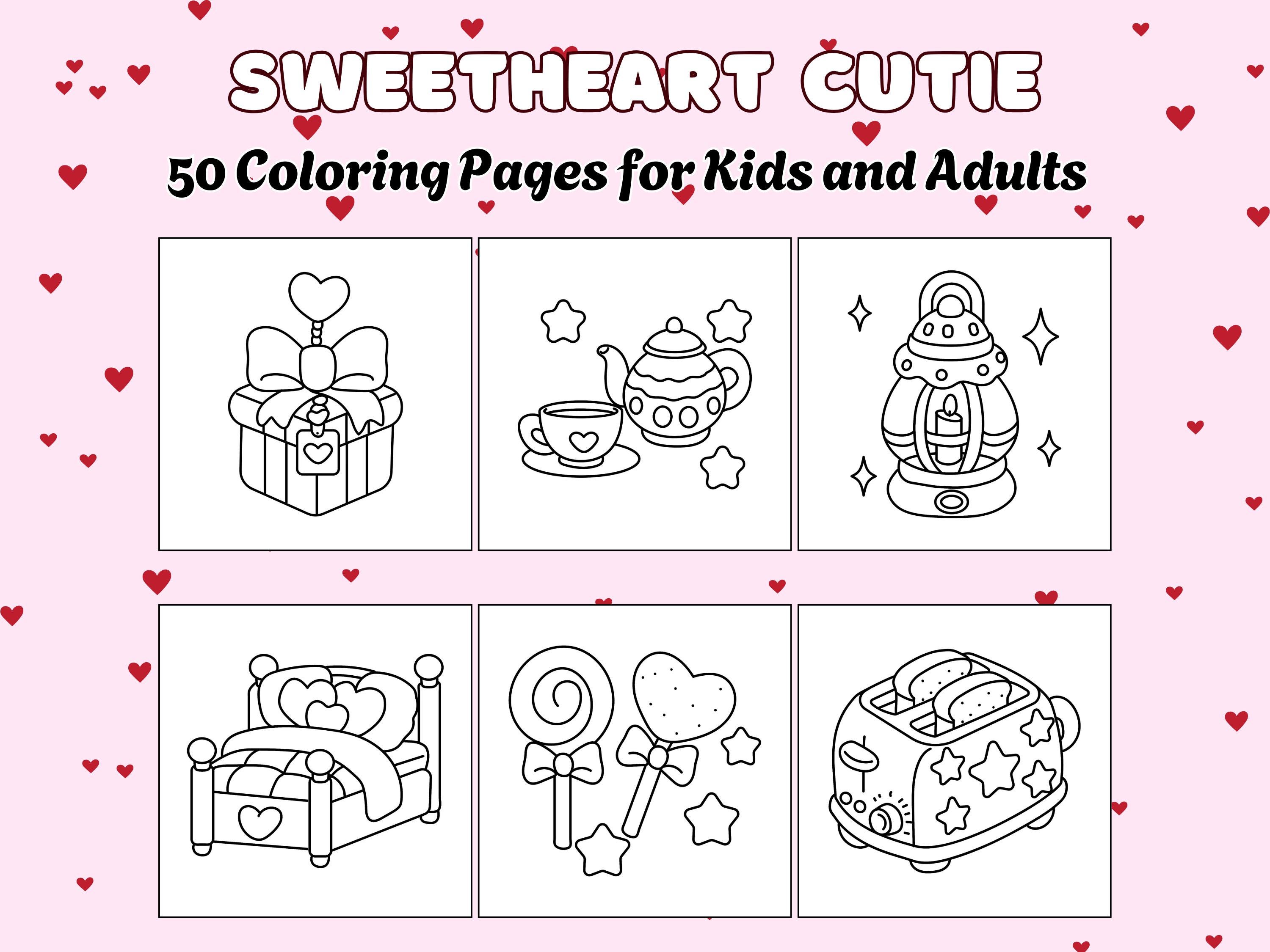 Sweetheart Cutie Coloring Pages for Kids and Adults | 50 Coloring ...