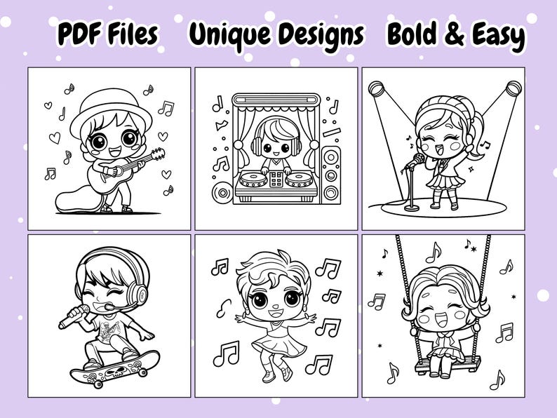 Chibi Singers Coloring Pages| Adorable Kawaii Singer Characters ...