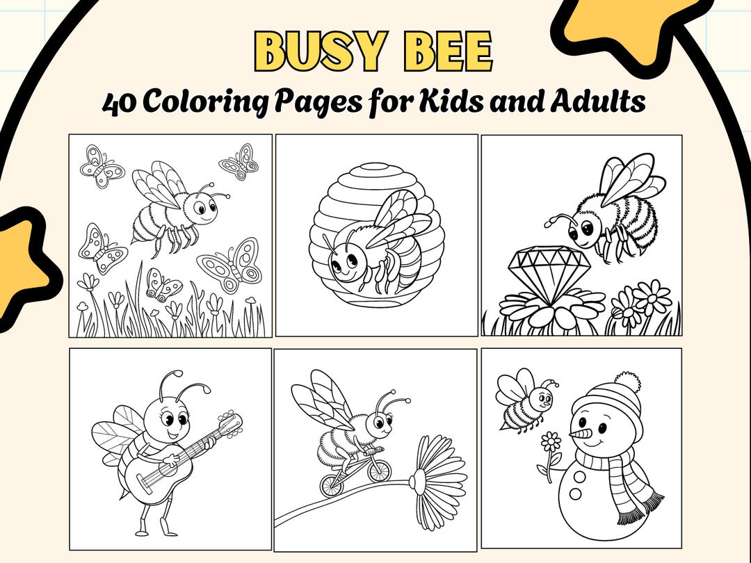 Busy Bee Coloring Pages Bold and Easy Designs for Kids and Adults ...