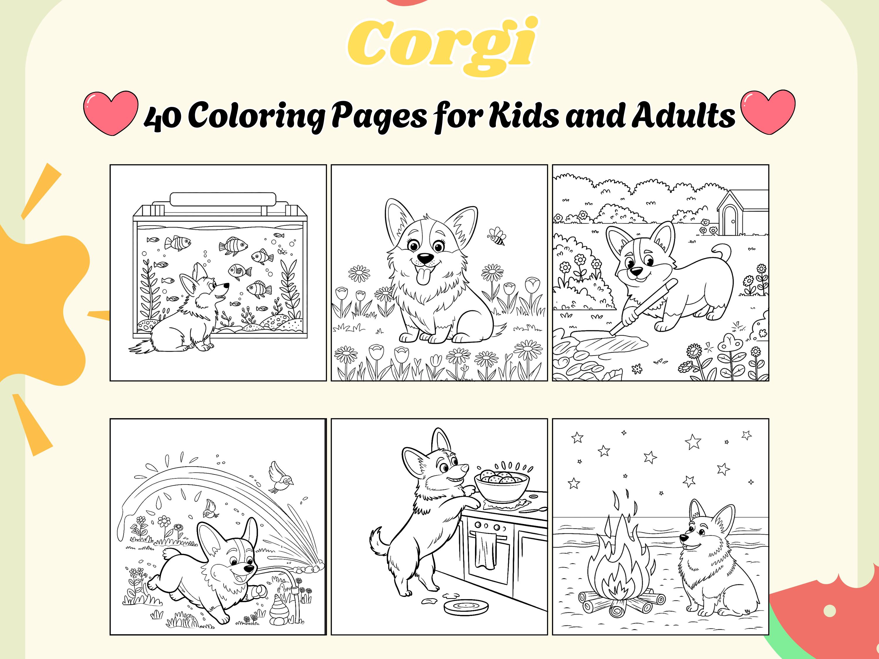 Corgi Coloring Pages for Kids and Adults – Featuring Cute Dog Enjoy Fun ...