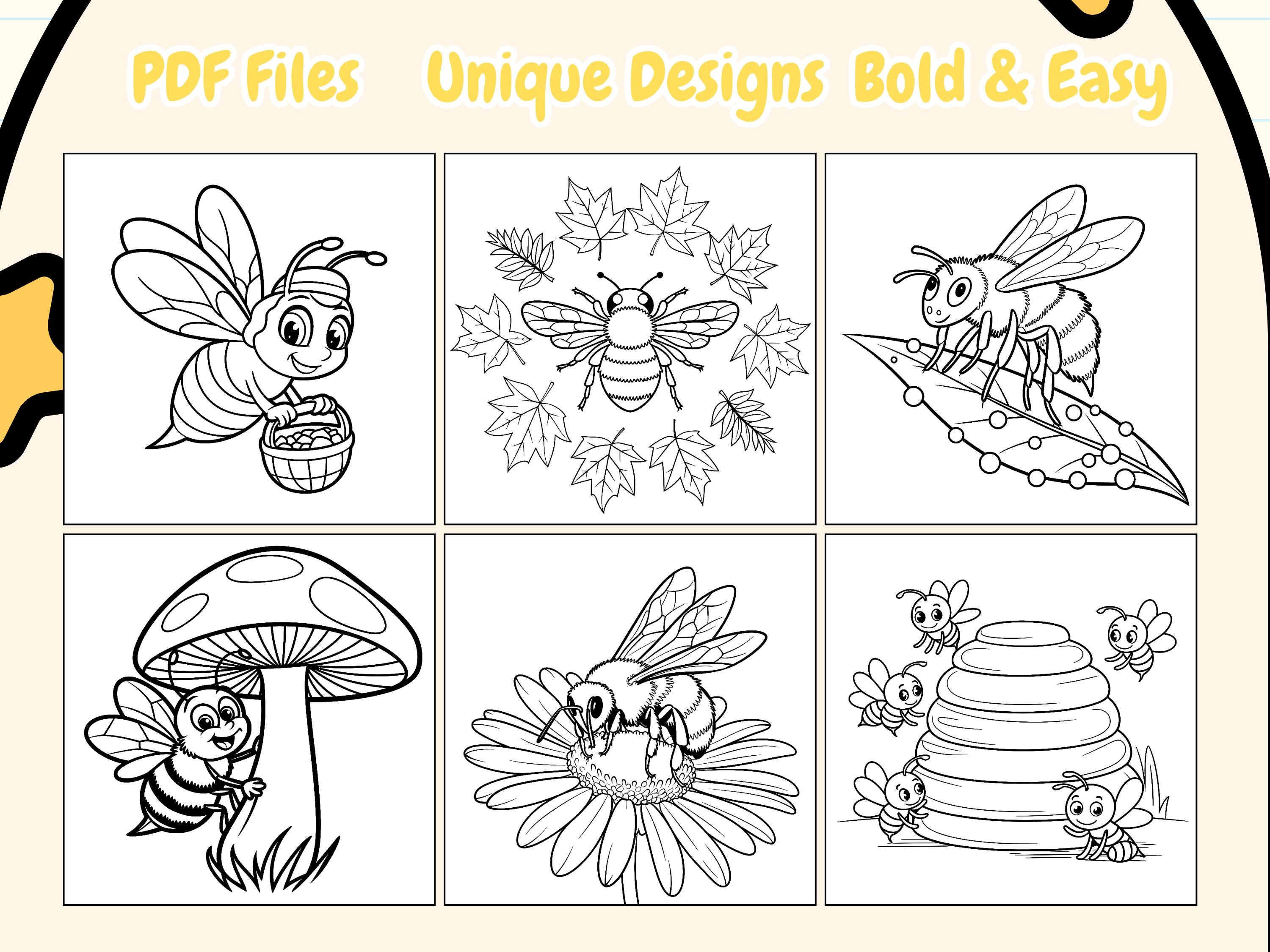 Busy Bee Coloring Pages Bold and Easy Designs for Kids and Adults ...