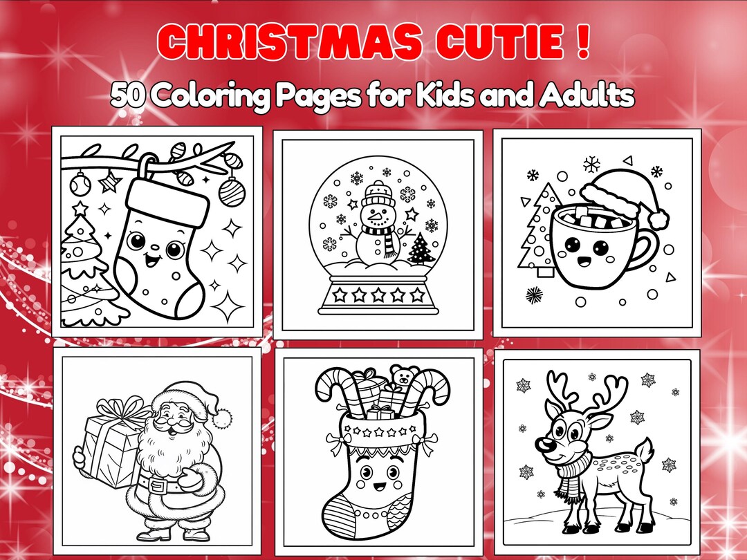 Christmas Cuties Coloring Pages for Kids, and Adults With Simple, Bold ...