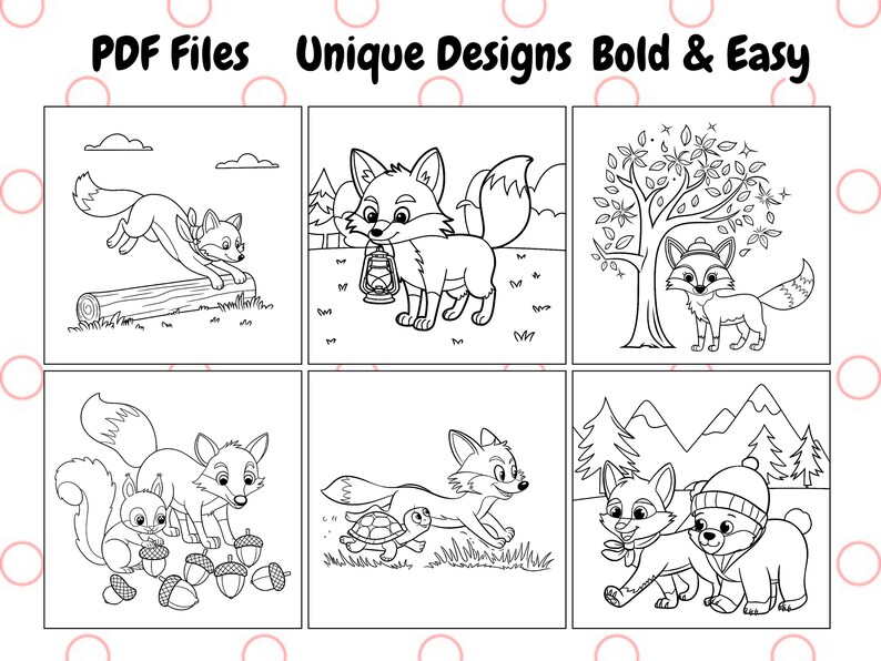 Friendly Fox Coloring Pages: 40 Woodland Designs (digital Download) - Etsy