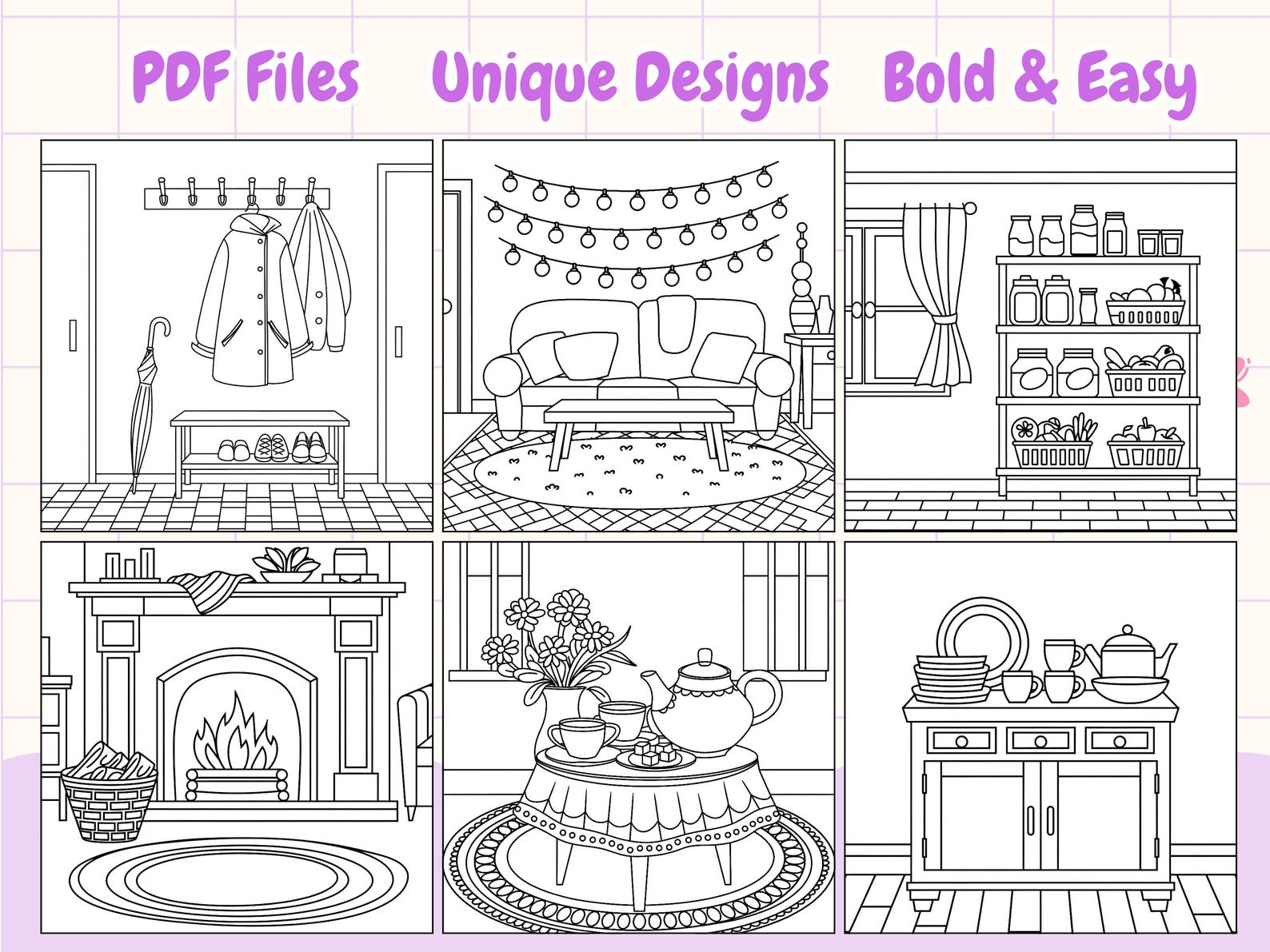 Cozy Home Coloring Pages for Relaxation and Creativity| Charming Home ...