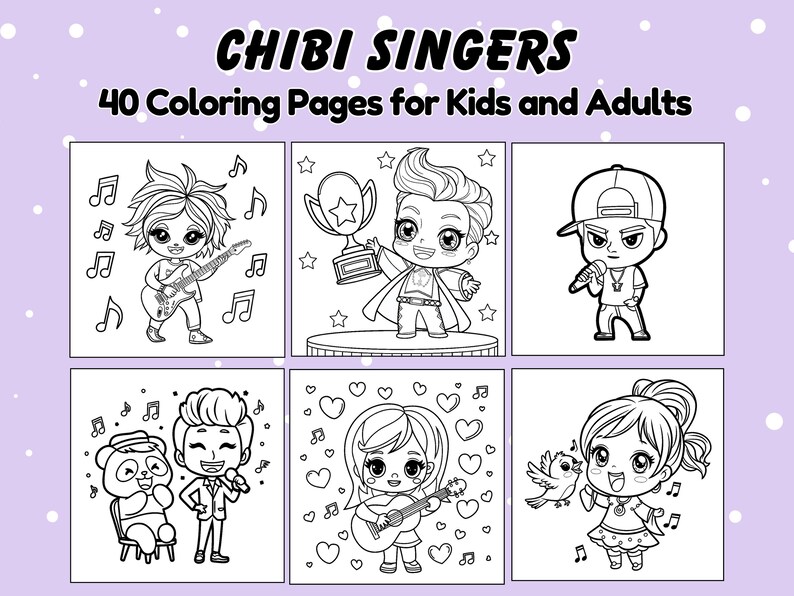 Chibi Singers Coloring Pages| Adorable Kawaii Singer Characters ...