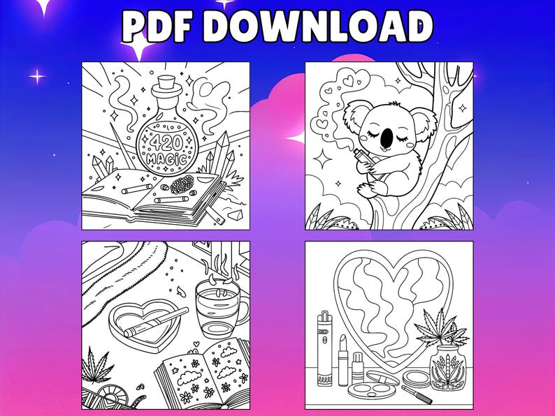 Cute Stoner Coloring Pages for Adults| Fun, Chill and Easy Kawaii ...