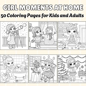 Girl Moments at Home Coloring Pages for Teens and Adults | Featuring ...