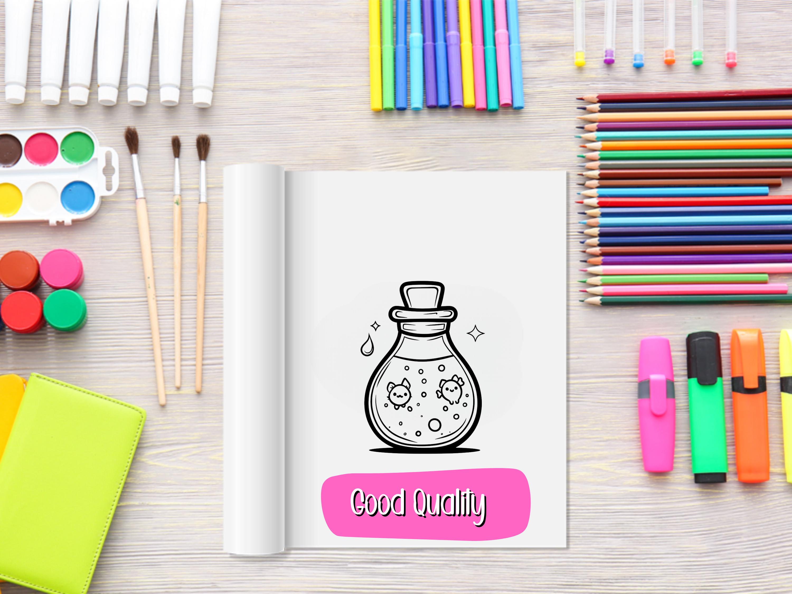 Blod and Easy Magic Jar Coloring Page | Kawaii Magic Jar Coloring Book ...