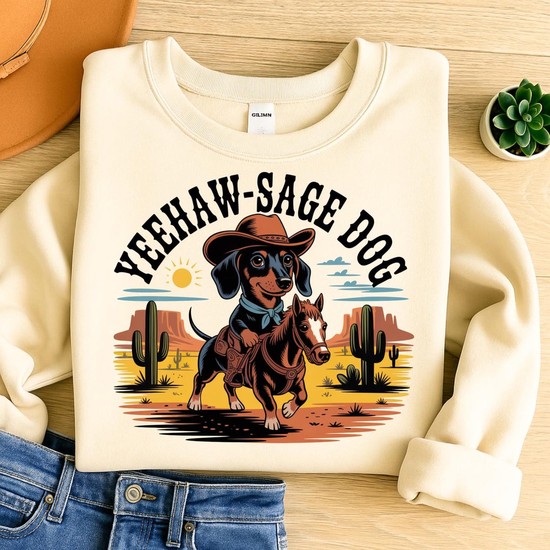 Yeehaw Wiener Dog PNG SVG – Cowboy Dachshund Riding Horse Sublimation ...