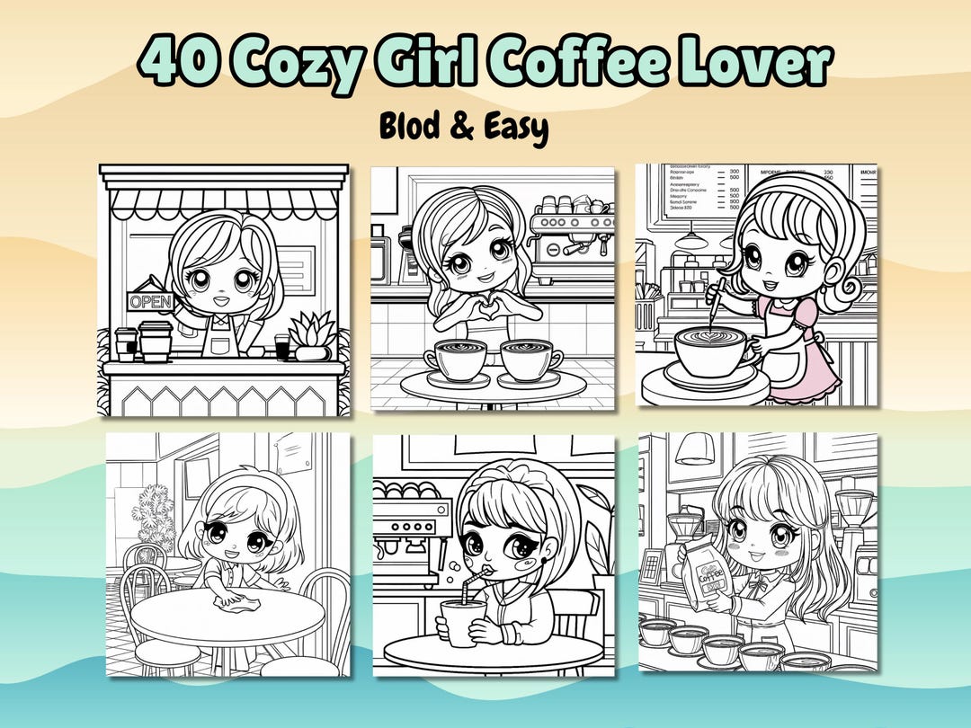 Cozy Girl Coffee Lover Coloring Pages Adorable Kawaii Chibi Girl ...