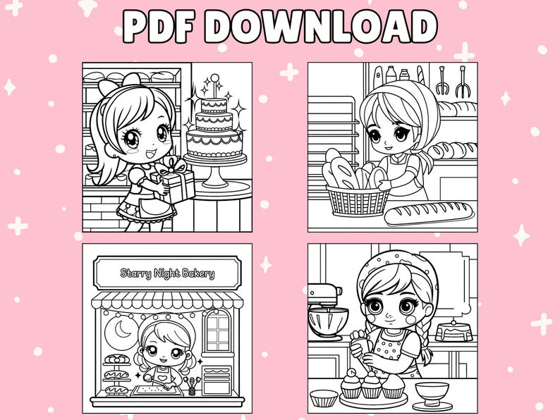 Chibi Bakery Girl Coloring Pages | for Teens and Adults Featuring Cute ...