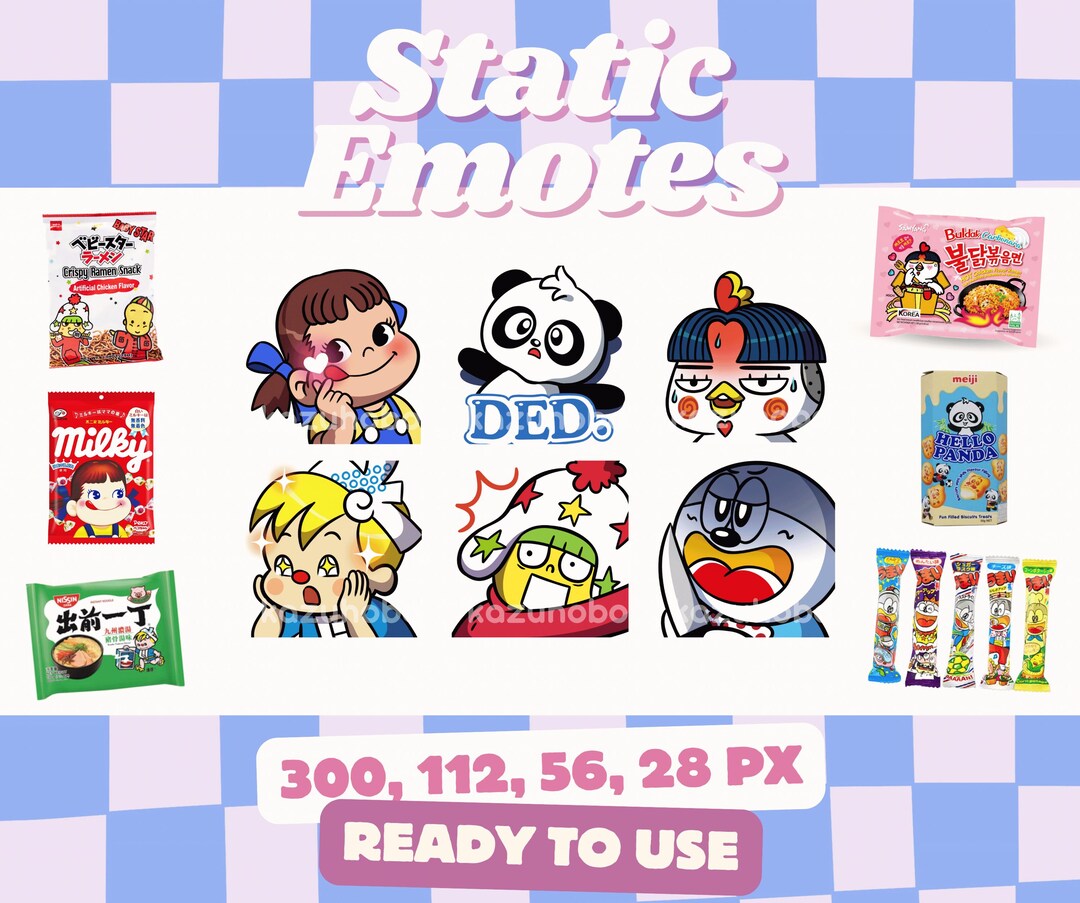 Asian Snacks Static Emote, Kawaii Cute Emotes, for Streamer, Vtuber ...