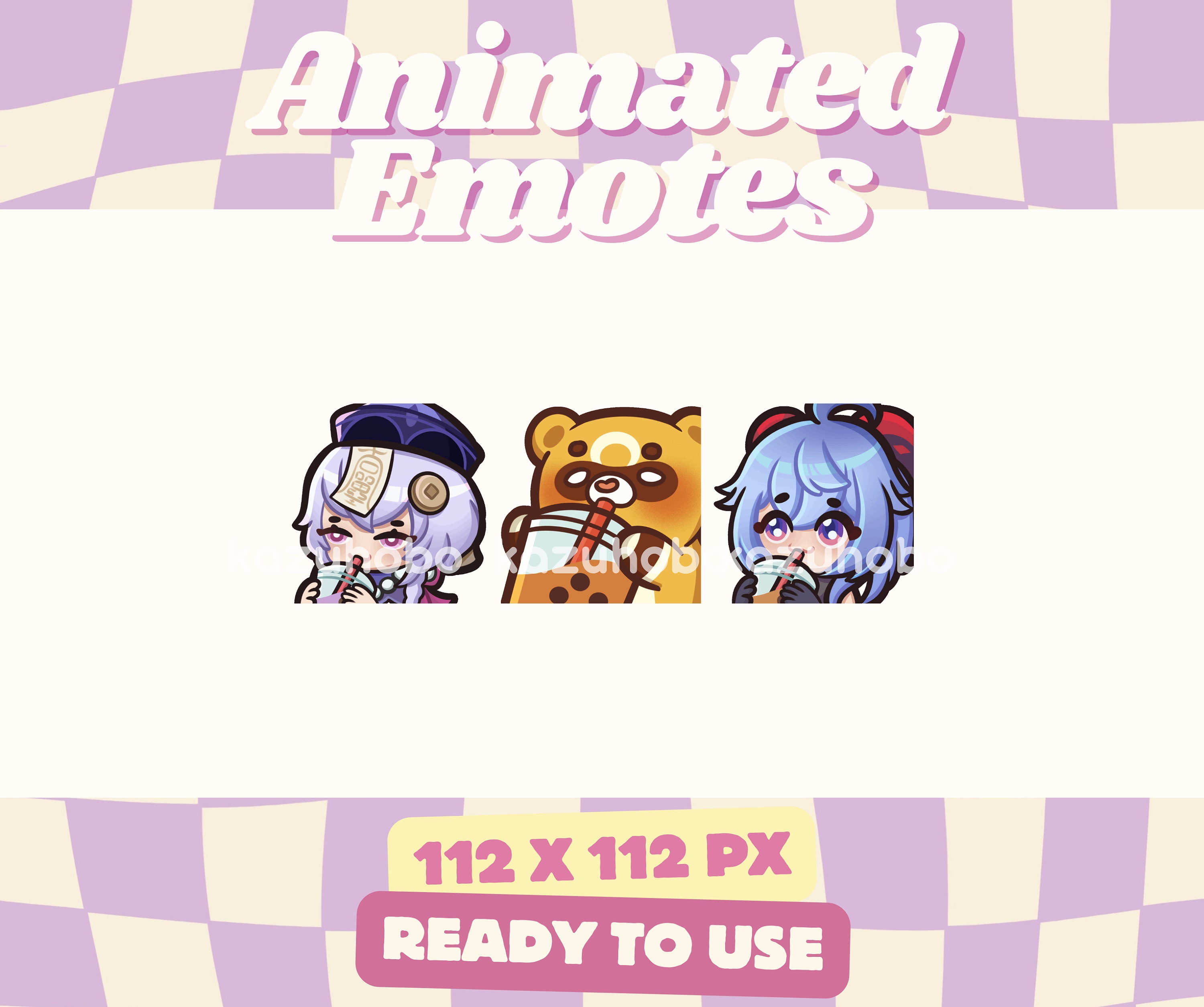 Guoba Boba Animated Emote, Qiqi, Ganyu, Genshin, Cute Kawaii Milk Tea ...