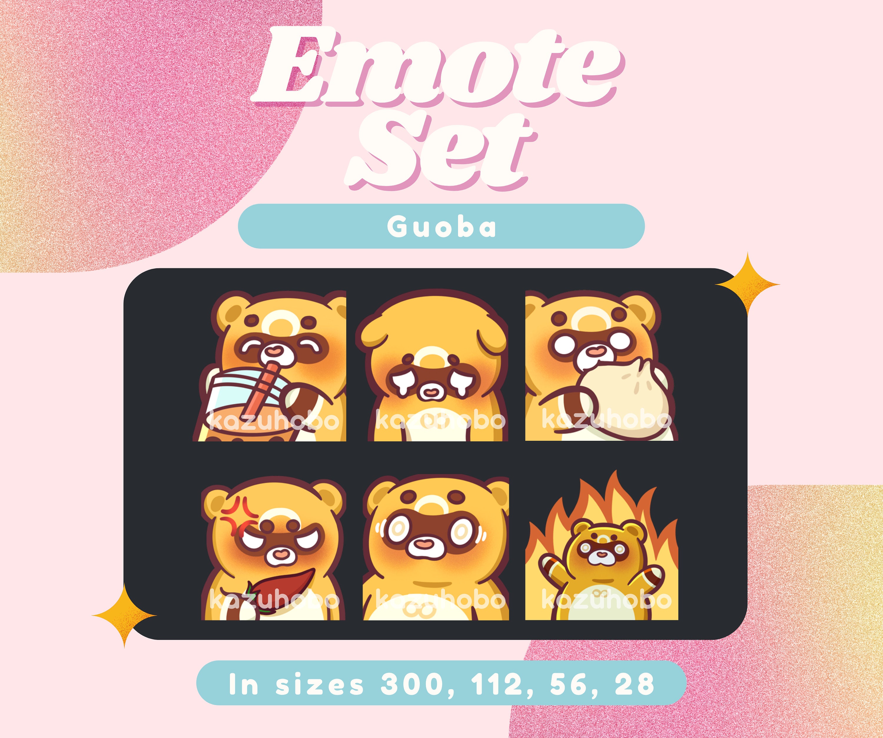 Guoba Emotes Set, Genshin, Cute Kawaii Chibi Emoji, for Streamer ...