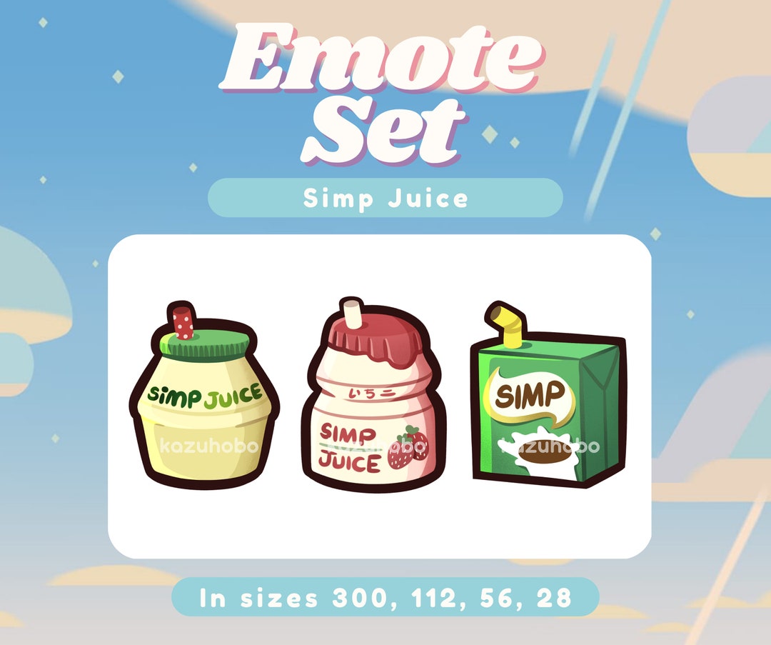 Simp Juice Emotes Set Cute Kawaii Chibi Emoji for Streamer - Etsy