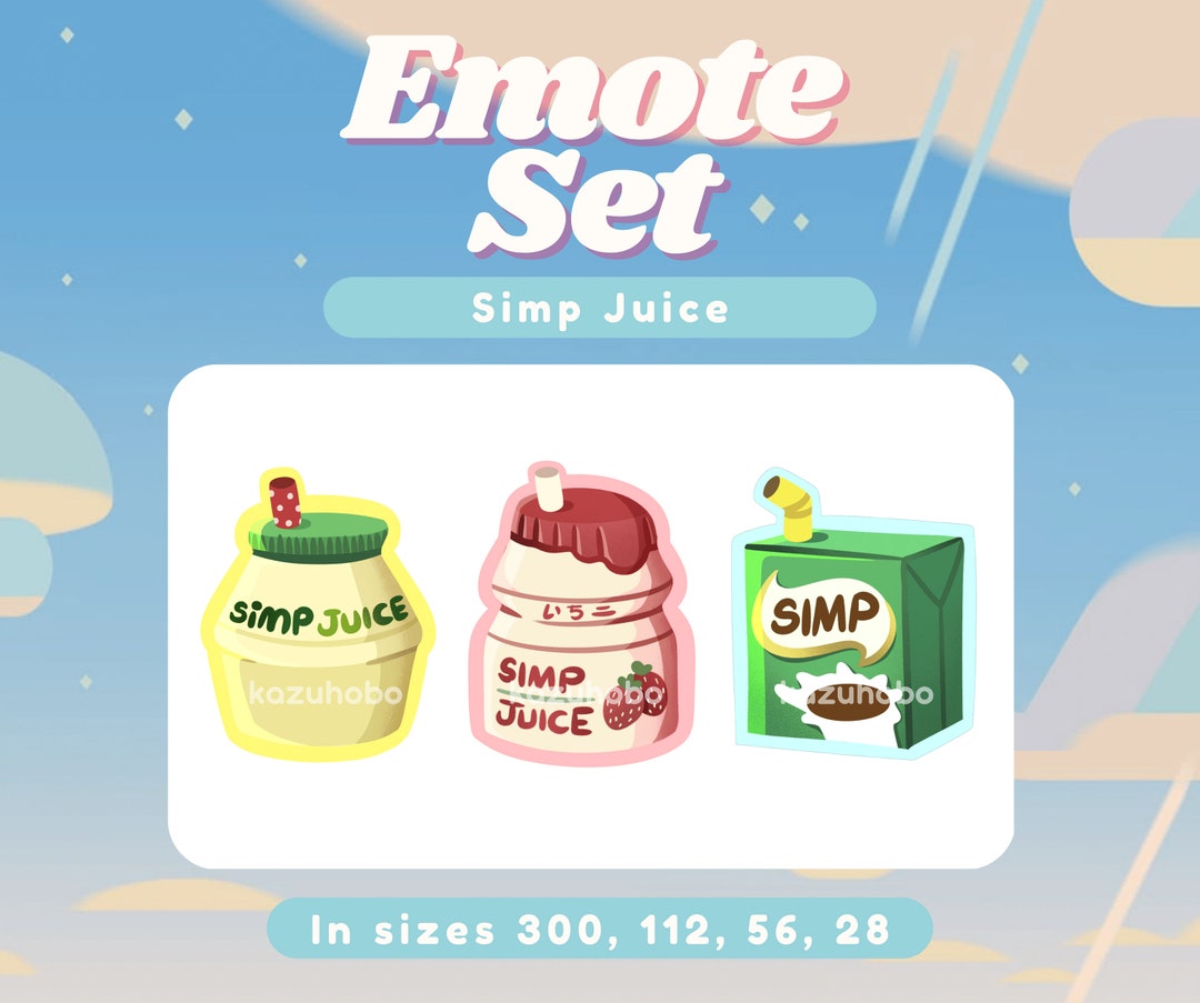 Simp Juice Emotes Set Cute Kawaii Chibi Emoji for Streamer - Etsy Australia