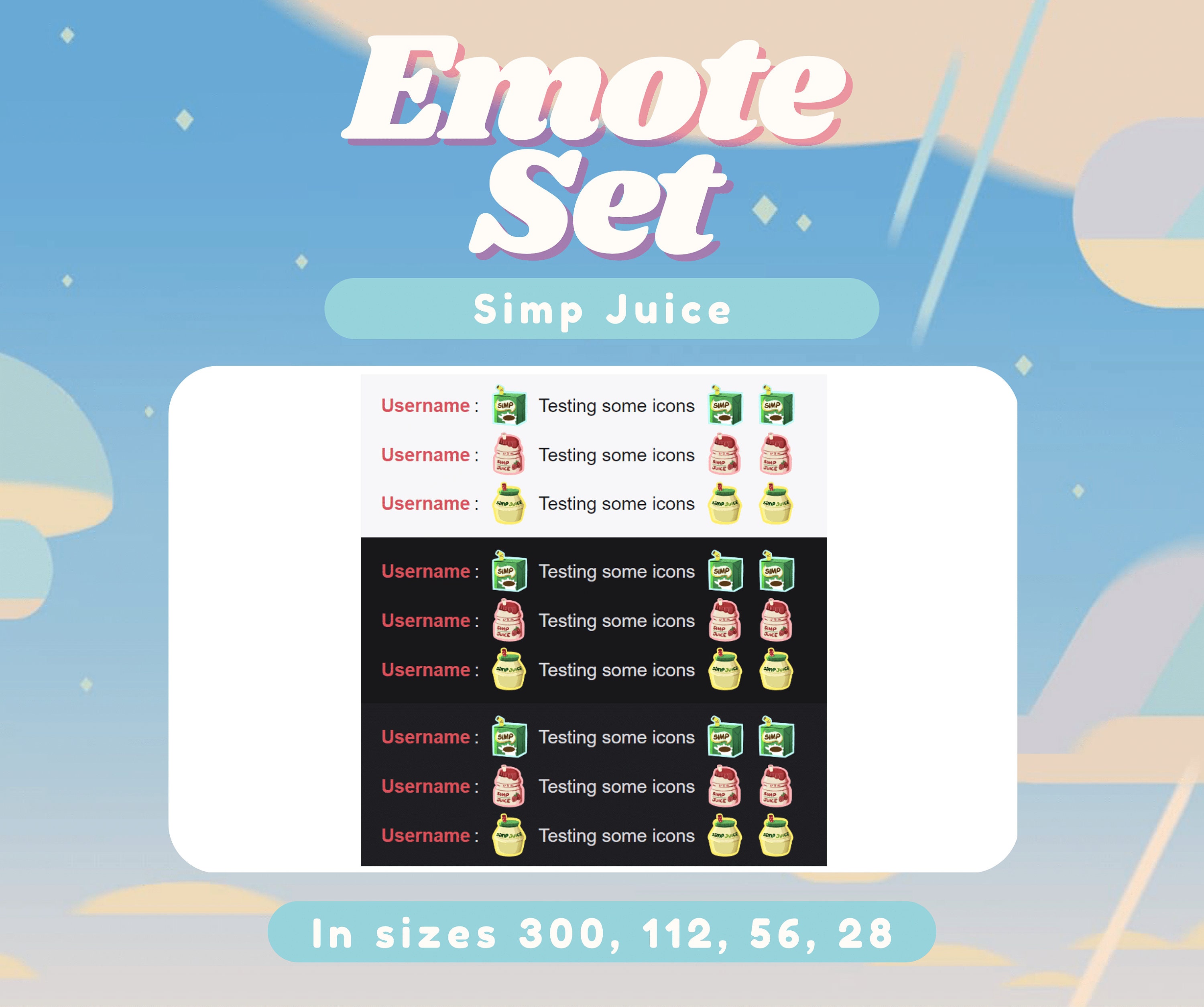 Simp Juice Emotes Set Cute Kawaii Chibi Emoji for Streamer - Etsy Australia