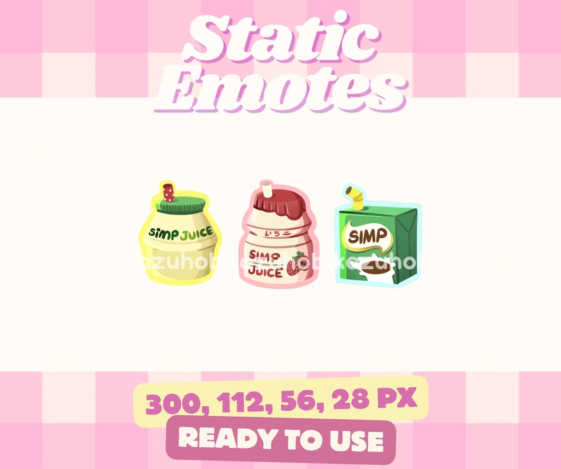 Simp Juice Emotes Set, Cute Kawaii Chibi Emoji, for Streamer, Twitch ...