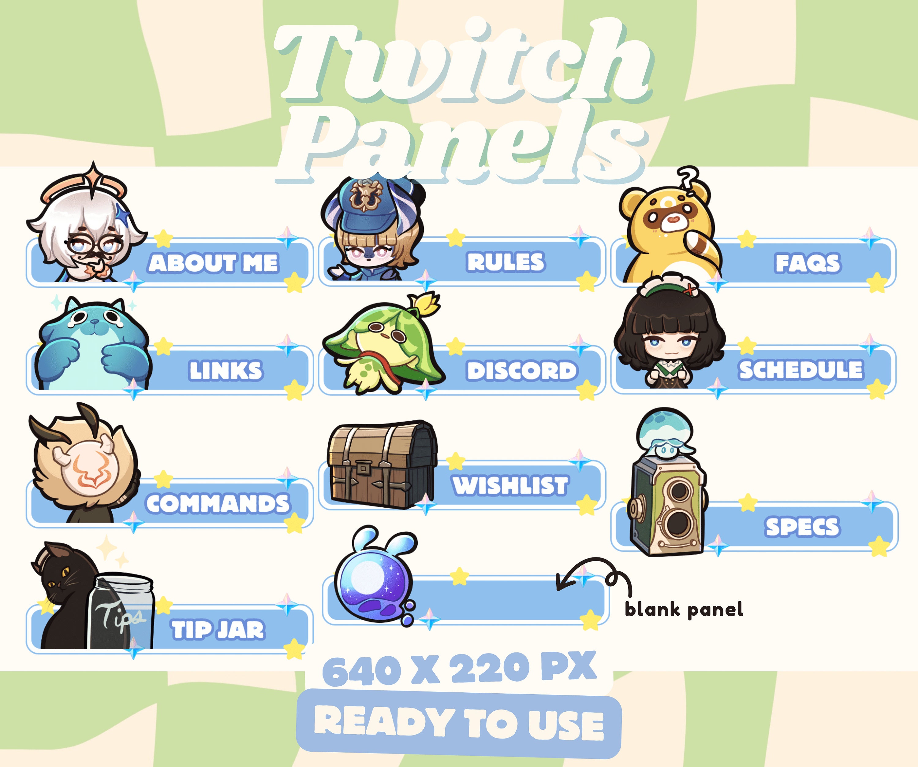 Genshin Twitch Panels, Genshin Impact, Aesthetic, Kawaii, for Streamer ...